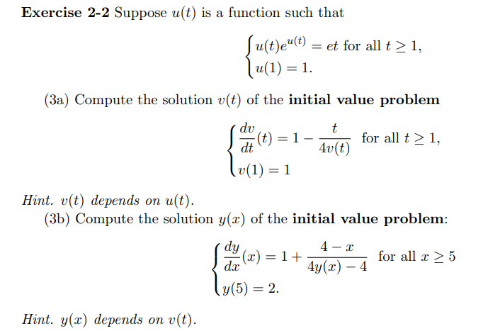 Solved Exercise 2-2 Suppose u(t) is a function such that | Chegg.com