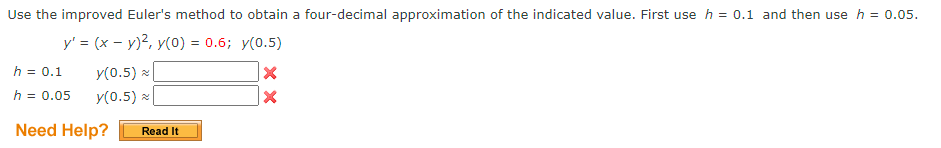Solved Use the improved Euler's method to obtain a | Chegg.com