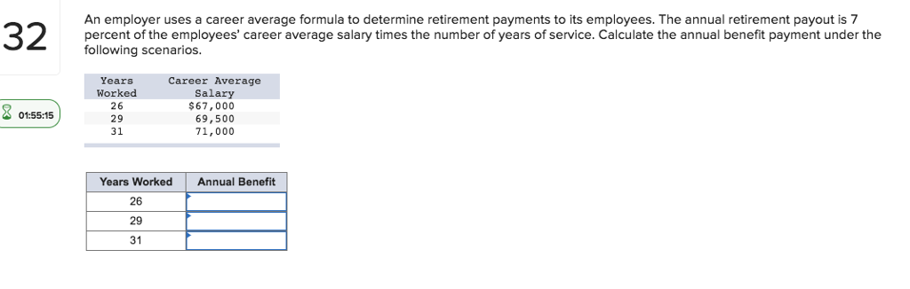 Solved An employer uses a career average formula to | Chegg.com