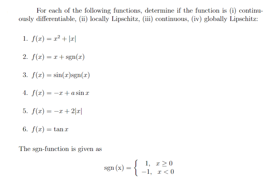 Solved For each of the following functions, determine if the | Chegg.com