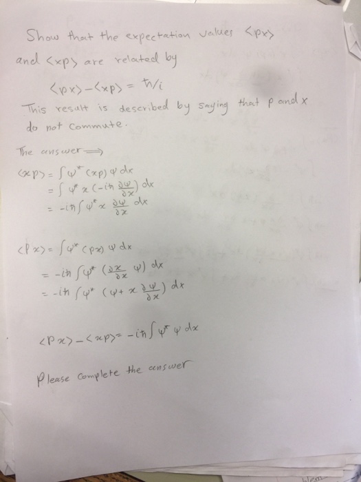 Solved Show That The Expectation Values And
