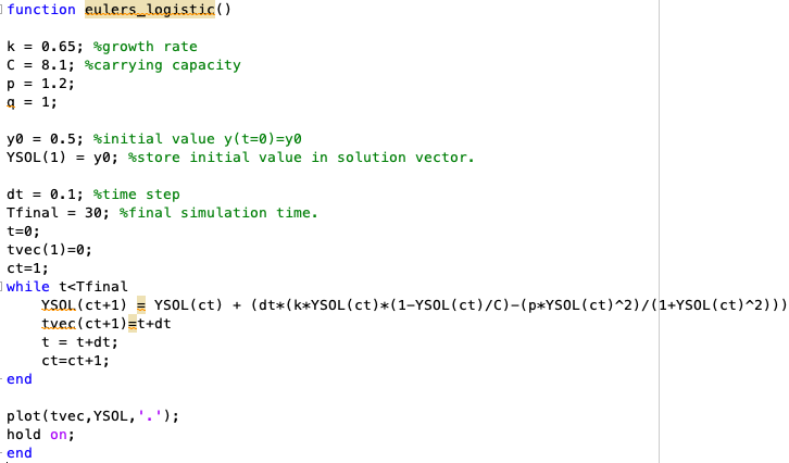 Solved MATLAB MATLAB MATLAB EULER'S METHOD I would like | Chegg.com