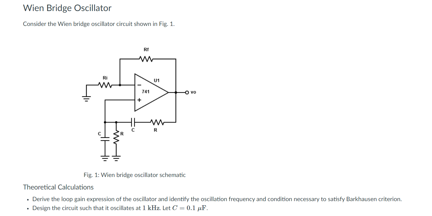 Solved Wien Bridge Oscillator Consider the Wien bridge | Chegg.com