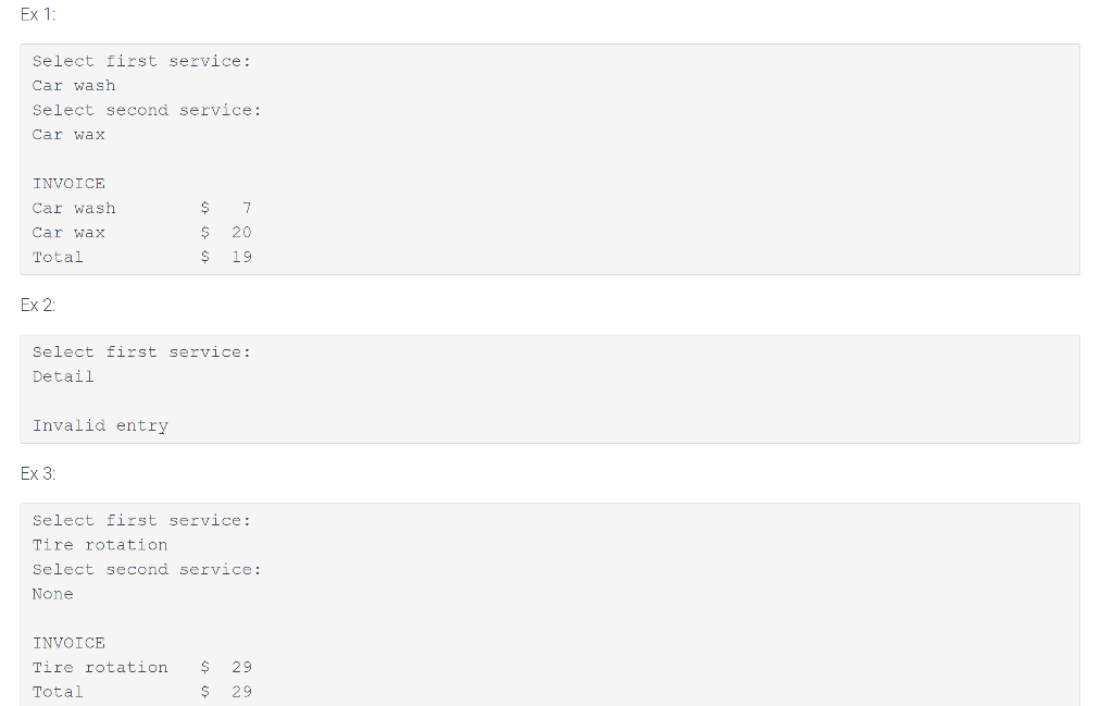 Solved 4.17 LAB: Program: Automobile service invoice | Chegg.com