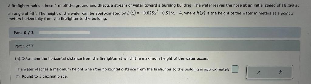 Solved A firefighter holds a hose 4 m off the ground and | Chegg.com