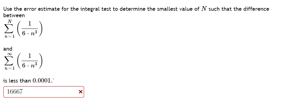 Solved Σ(...) Use the error estimate for the integral test | Chegg.com