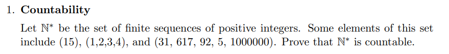 Solved Countability Let N∗ be the set of finite sequences of | Chegg.com