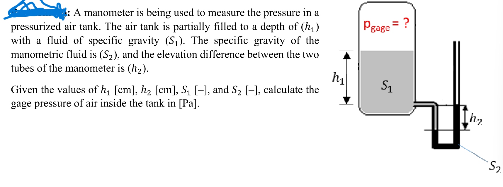 Solved : A manometer is being used to measure the pressure | Chegg.com