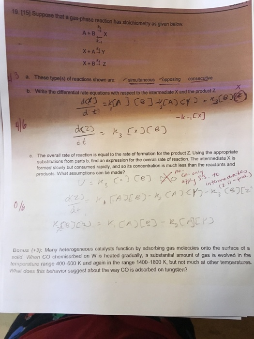Solved Suppose that a gas phase reaction has stoichiometry | Chegg.com