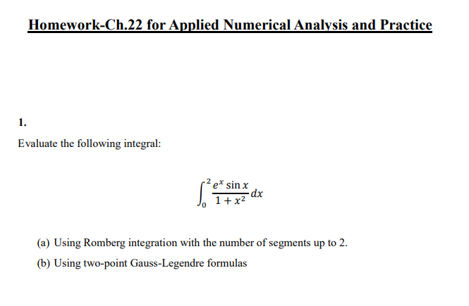 Solved Homework-Ch.22 for Applied Numerical Analvsis and | Chegg.com