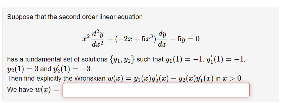 Solved Suppose that the second order linear equation | Chegg.com