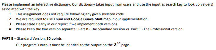 Solved Please implement an interactive dictionary. Our | Chegg.com
