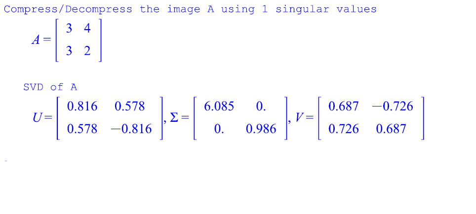 Solved Compress/Decompress the image A using 1 singular | Chegg.com