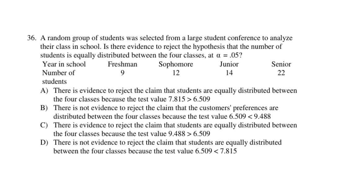 Solved 36. A random group of students was selected from a | Chegg.com