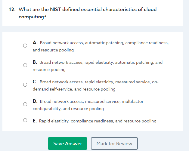 Solved What are the NIST defined essential characteristics | Chegg.com