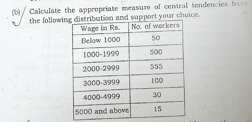 Solved (b) Calculate the appropriate measure of central | Chegg.com