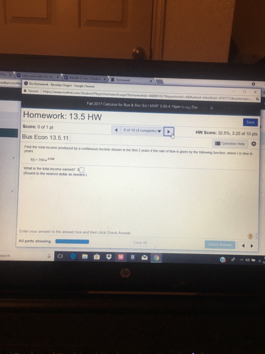 Solved Fall 2017 Calculus for Bus&Soc Sci I MWF 300-4:15pm | Chegg.com