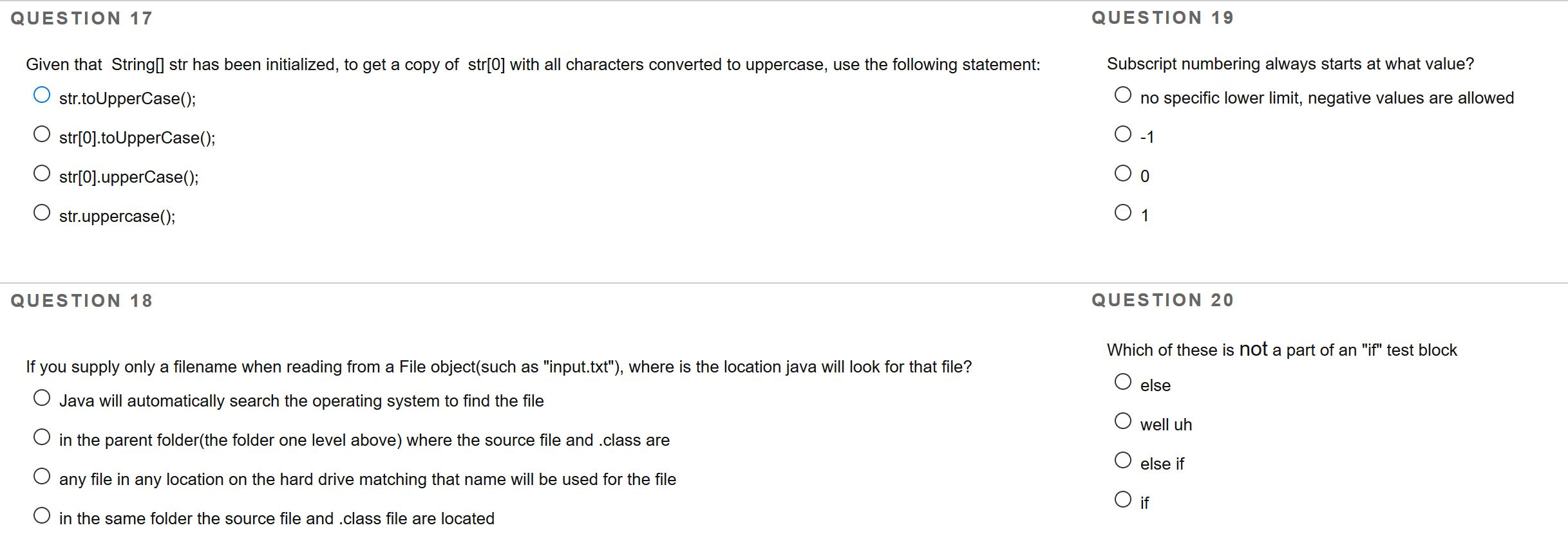 Solved QUESTION 17 QUESTION 19 Subscript numbering always | Chegg.com