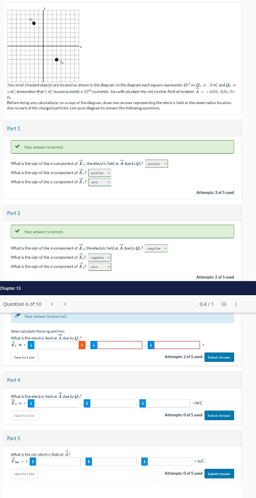 Solved Two small charged objects are located as shown in the | Chegg.com