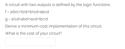 Solved A circuit with two outputs is defined by the logic | Chegg.com