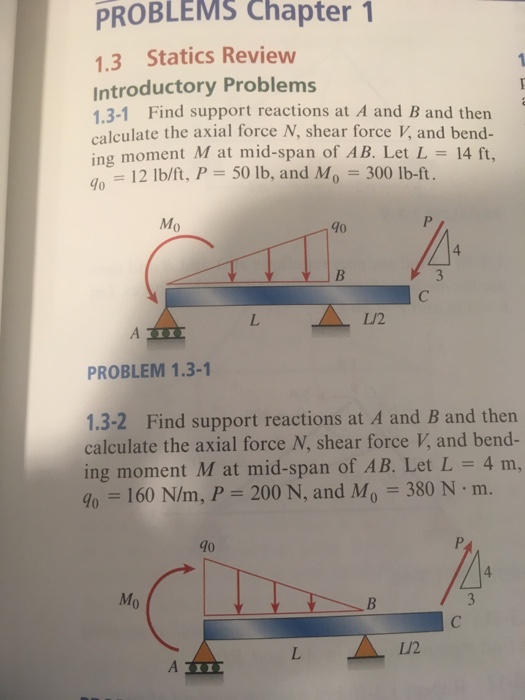 Solved PROBLEMs Chapter 1 1.3 Statics Review Introductory | Chegg.com
