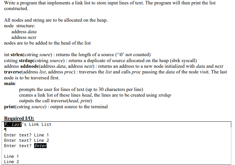 QTspim/MIPS program to implement linked list and | Chegg.com