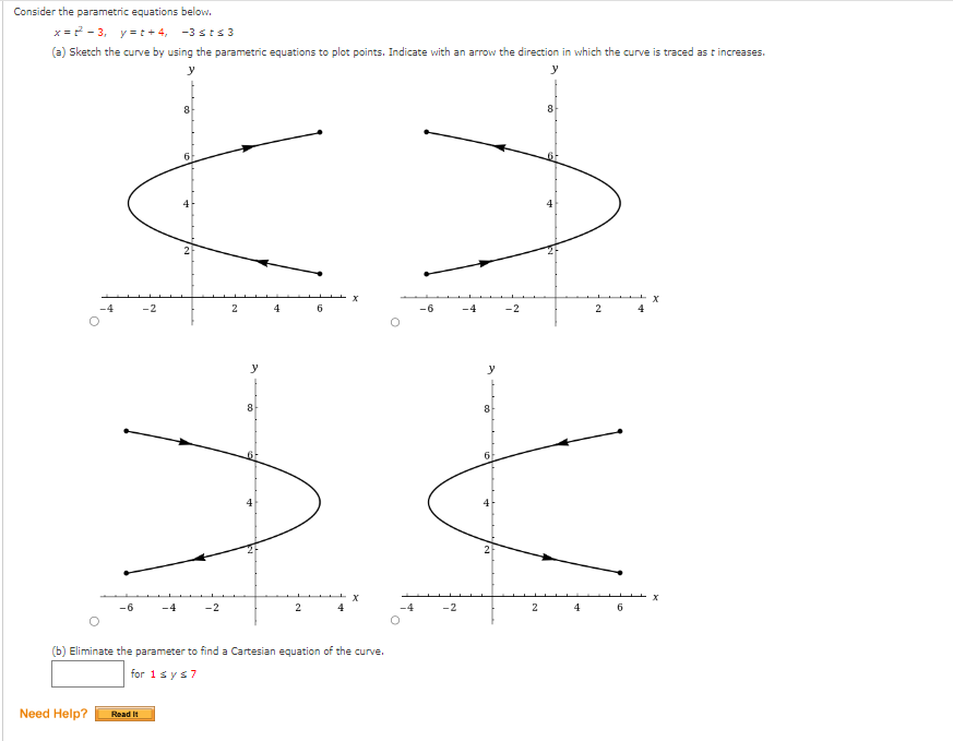 Solved Consider the parametric equations below. | Chegg.com