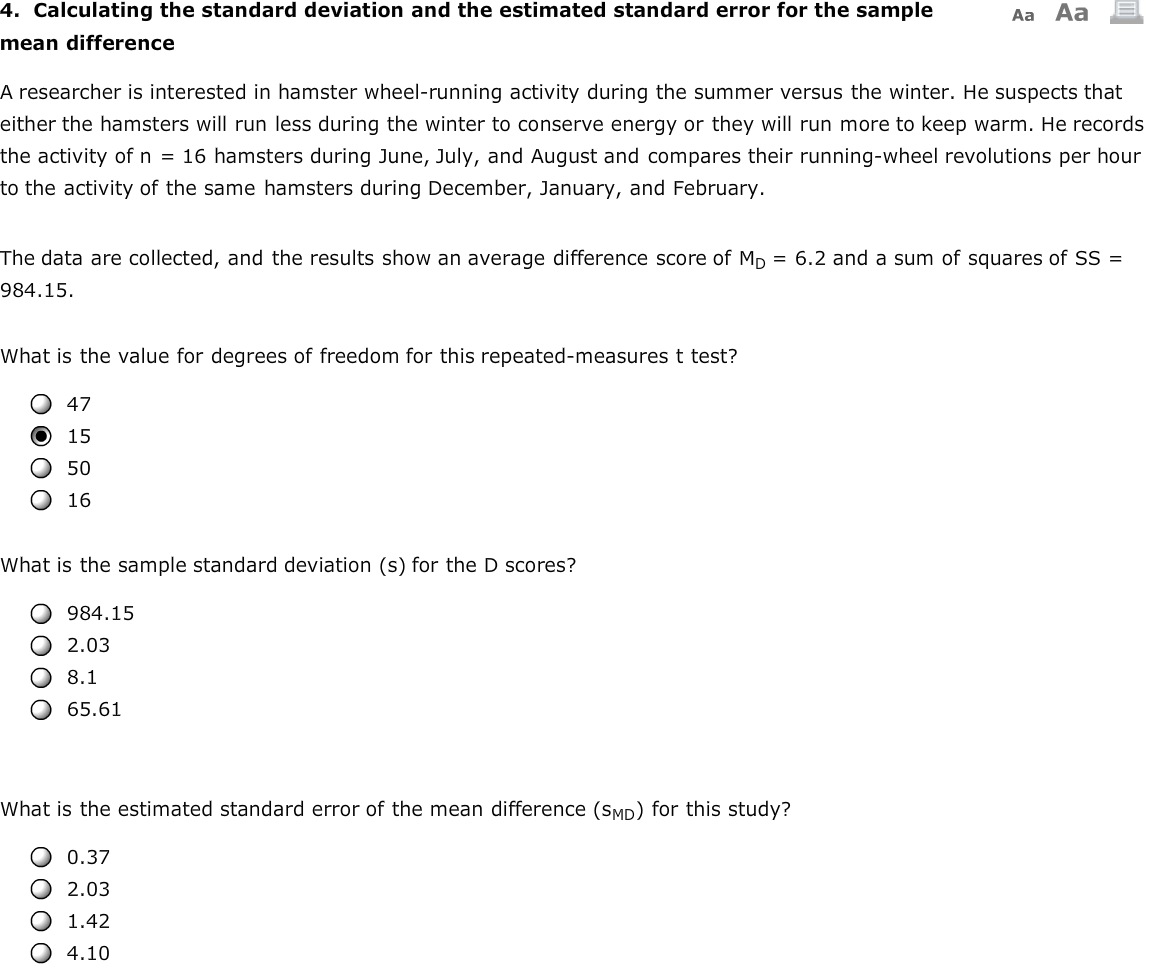 Solved Aa Aa 4. Calculating the standard deviation and the | Chegg.com
