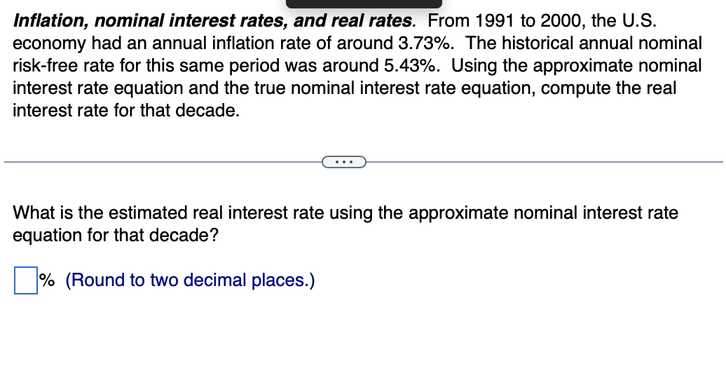 Solved Inflation, nominal interest rates, and real rates. | Chegg.com