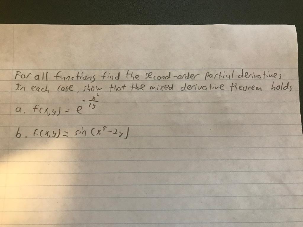 Solved For all functions find the second-order partial | Chegg.com