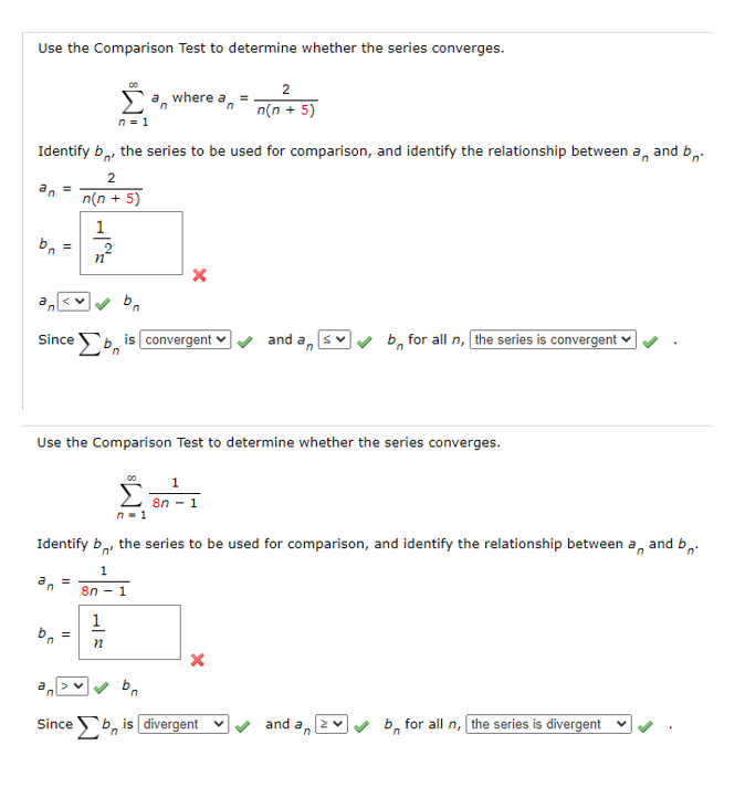 Solved Use the Comparison Test to determine whether the | Chegg.com