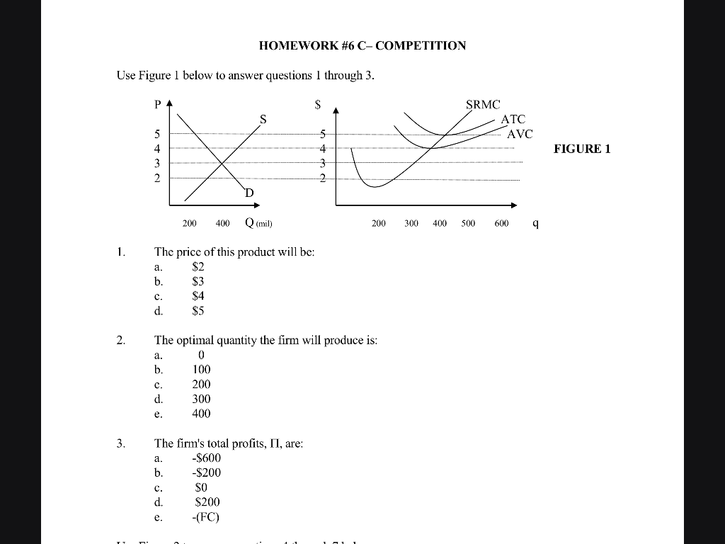 Solved HOMEWORK \#6 C-COMPETITION Use Figure 1 below to | Chegg.com