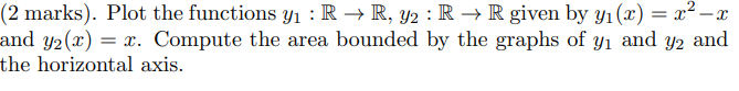 Solved (2 marks). Plot the functions y1:R→R,y2:R→R given by | Chegg.com
