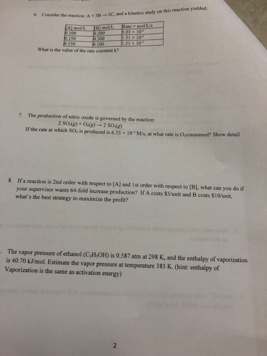 Solved Consider the reaction: A + 3B - 2C, and a kinetics | Chegg.com