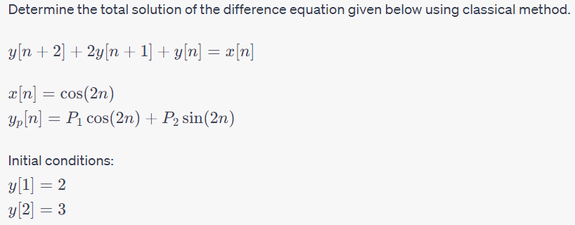 Solved Determine the total solution of the difference | Chegg.com