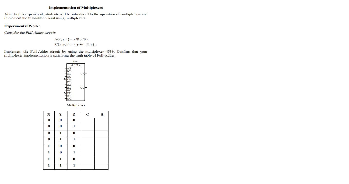 Solved Implementation of Multiplexers Aim: In this | Chegg.com
