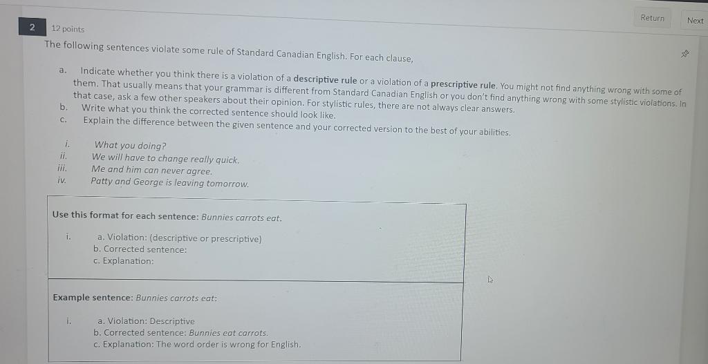 2 12 points The following sentences violate some rule | Chegg.com