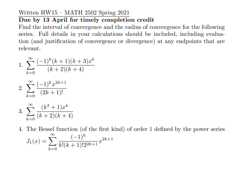 Written HW15 – MATH 2502 Spring 2021 Due by 13 April | Chegg.com