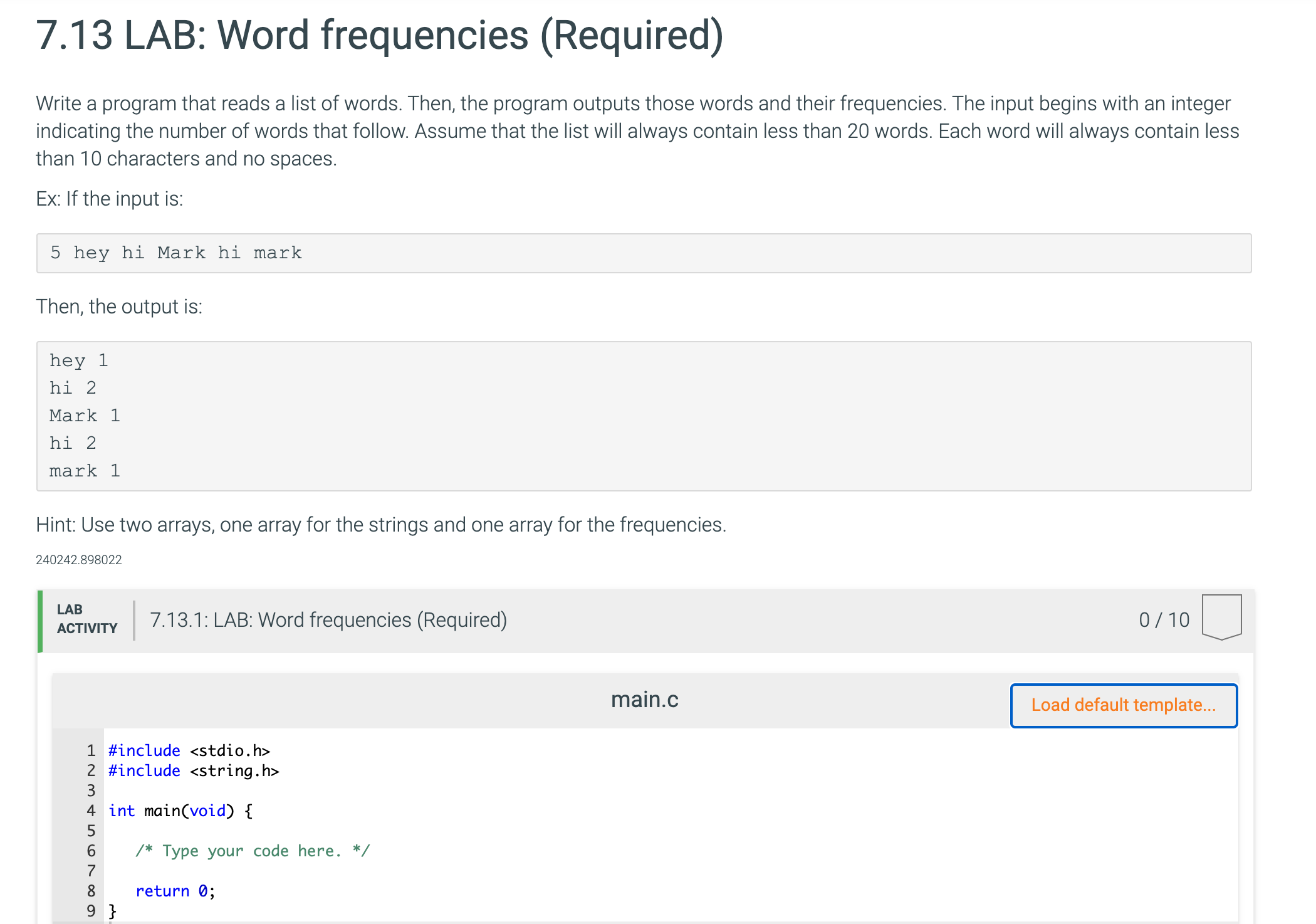 Solved 7 13 LAB Word Frequencies Required Write A Prog Chegg