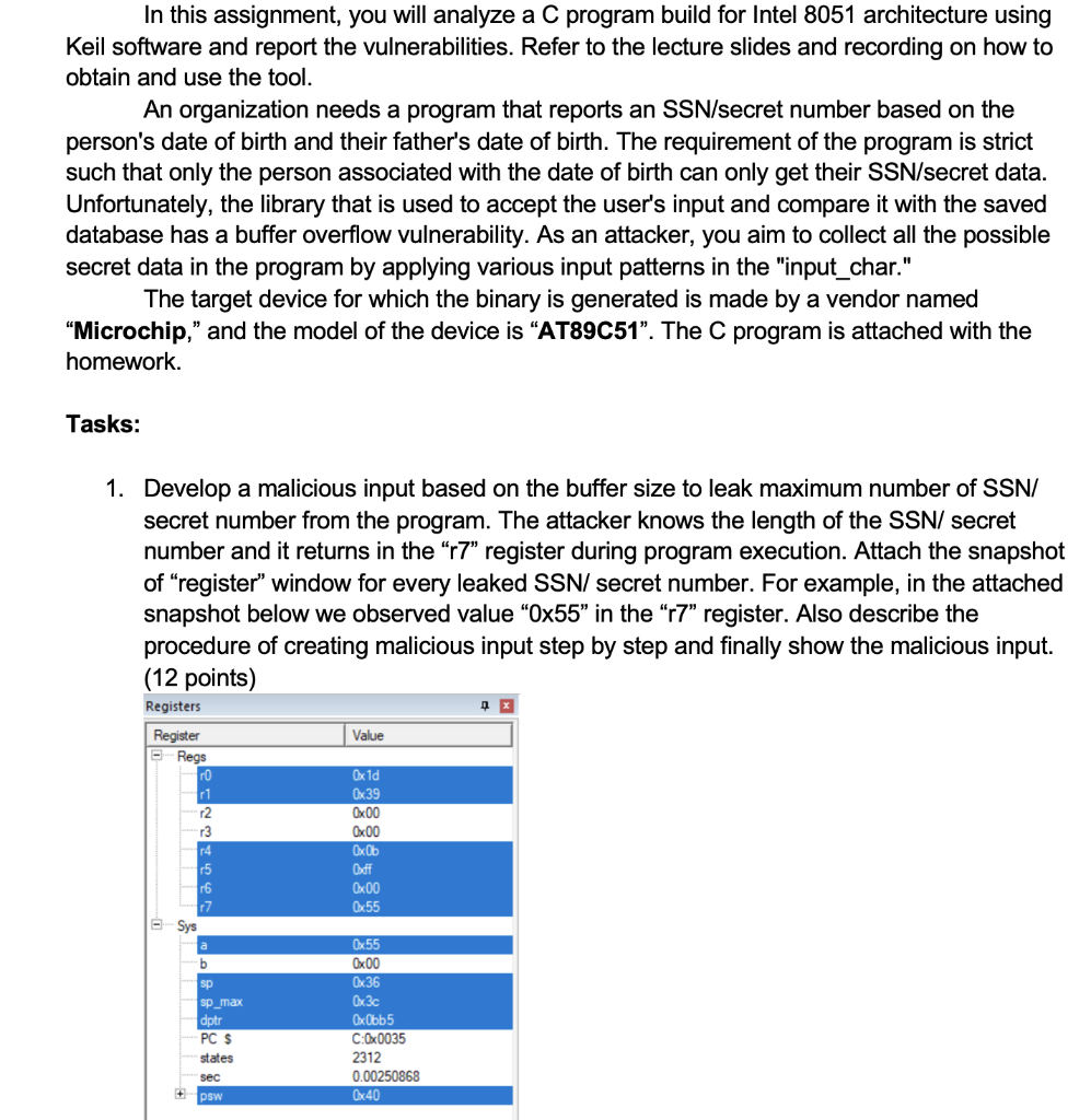 In this assignment, you will analyze a C program | Chegg.com