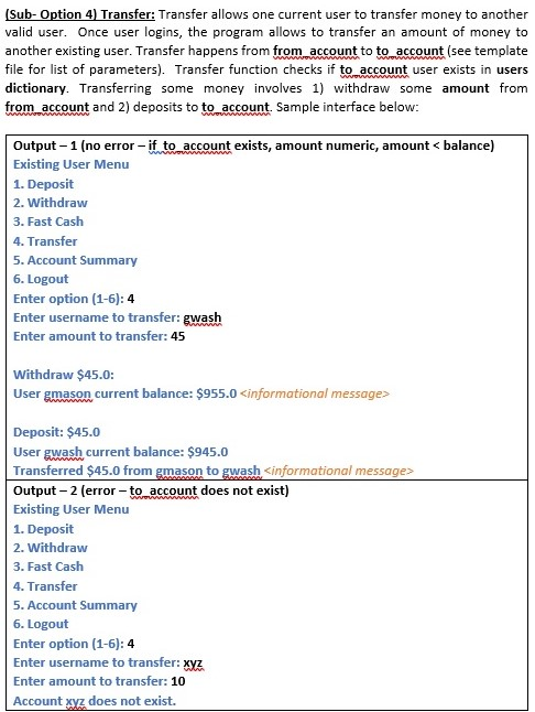 IT109- Final Project Simple Banking Application The | Chegg.com