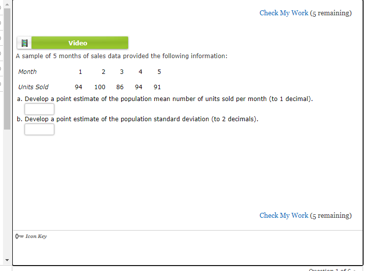 Solved Check My Work (5 remaining) Video A sample of 5 | Chegg.com