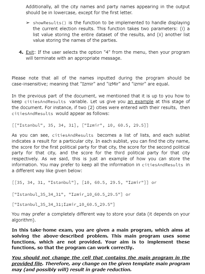 Solved PLEASE CREATE THE FUNCTIONS AT THE END OF THE | Chegg.com