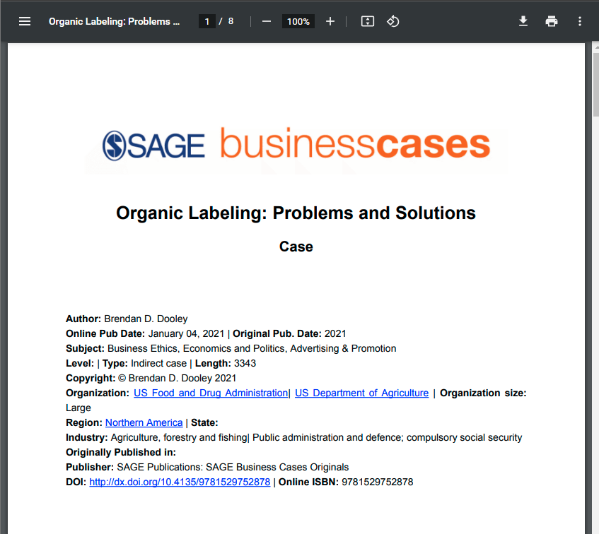 Organic Labeling: Problems and Solutions Case Author: | Chegg.com