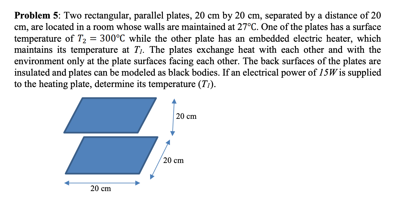 Solved Problem 5: Two rectangular, parallel plates, 20 cm by | Chegg.com