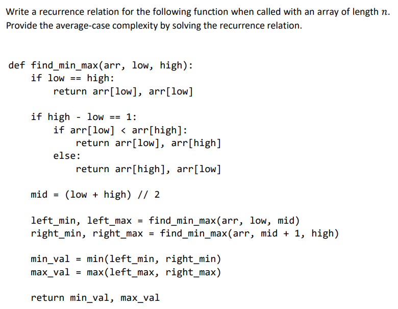 Solved rite a recurrence relation for the following function | Chegg.com