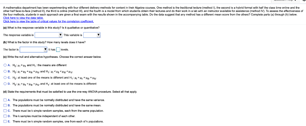 Solved A mathematics department has been experimenting with | Chegg.com