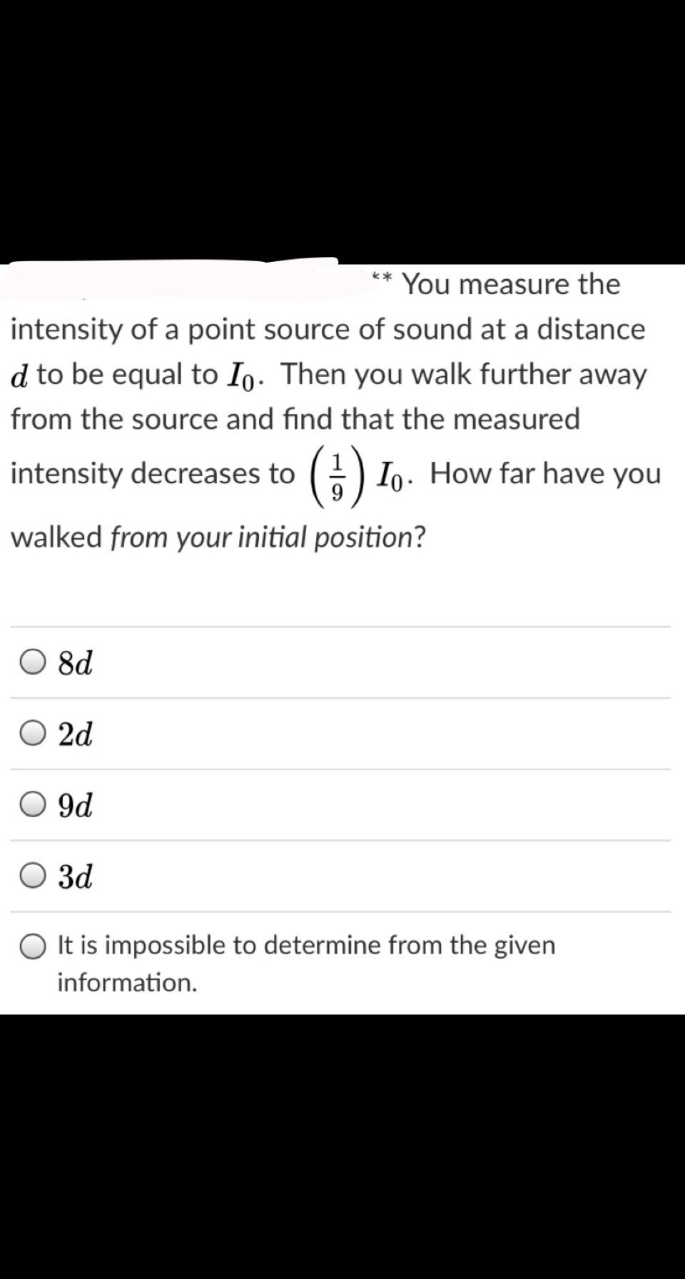 Solved ** You measure the intensity of a point source of | Chegg.com