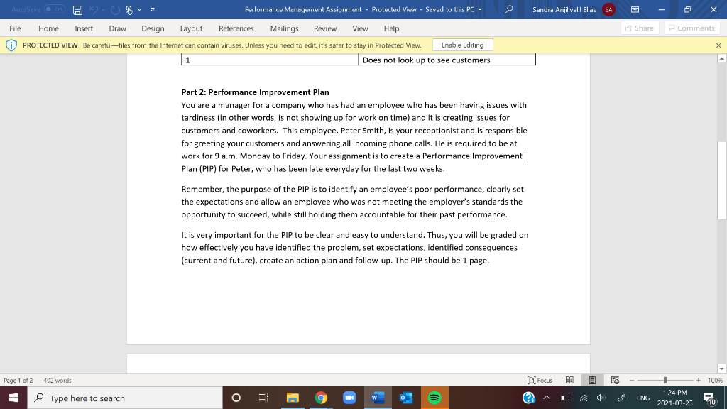 Solved AutoSave Performance Management Assignment - | Chegg.com