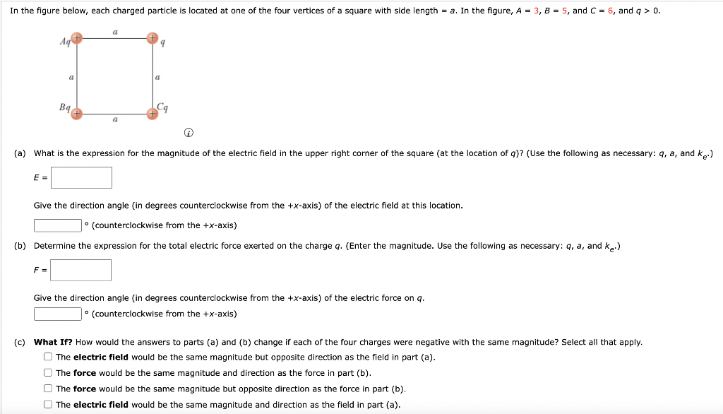 Solved In the figure below, each charged particle is located | Chegg.com